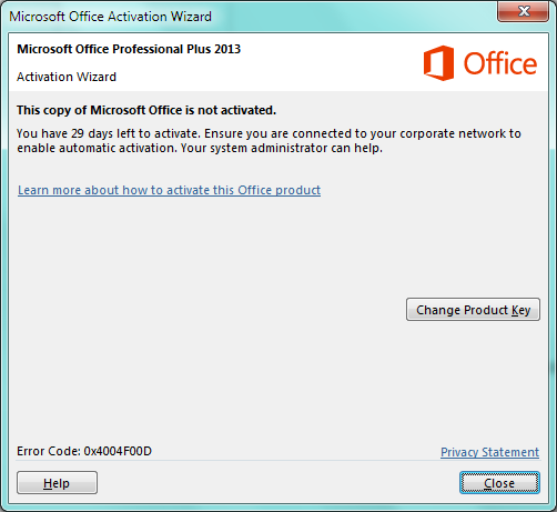 Fix activation error 0x4004F00C in Office 2010/2013/2016 Y 2019 y ...